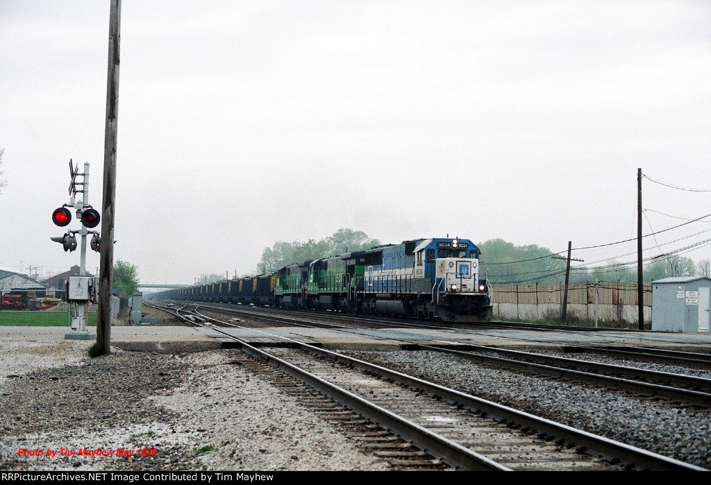 EMDX 9034 East with C30-7's 5017,5026 at Aurora Illinois ( Eola Yard )